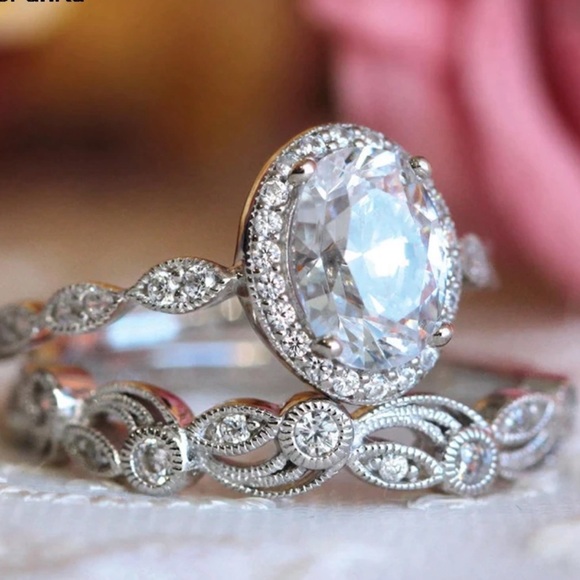Jewelry | Sterling Silver Engagement Style Ring Set | Poshmark